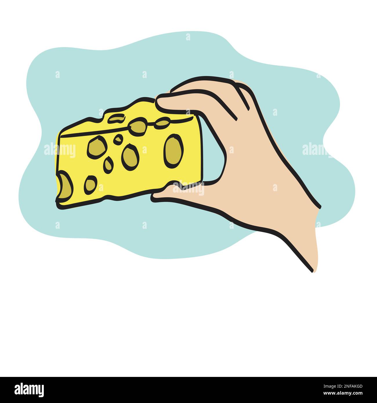 closeup hand holding cheese illustration vector hand drawn isolated on ...