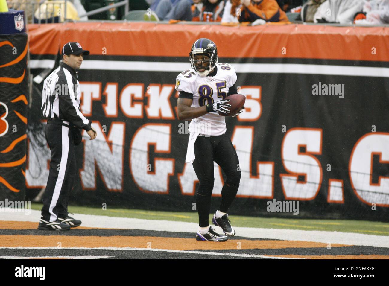 Baltimore Ravens wide receiver Derrick Mason (85) in the endzone during ...