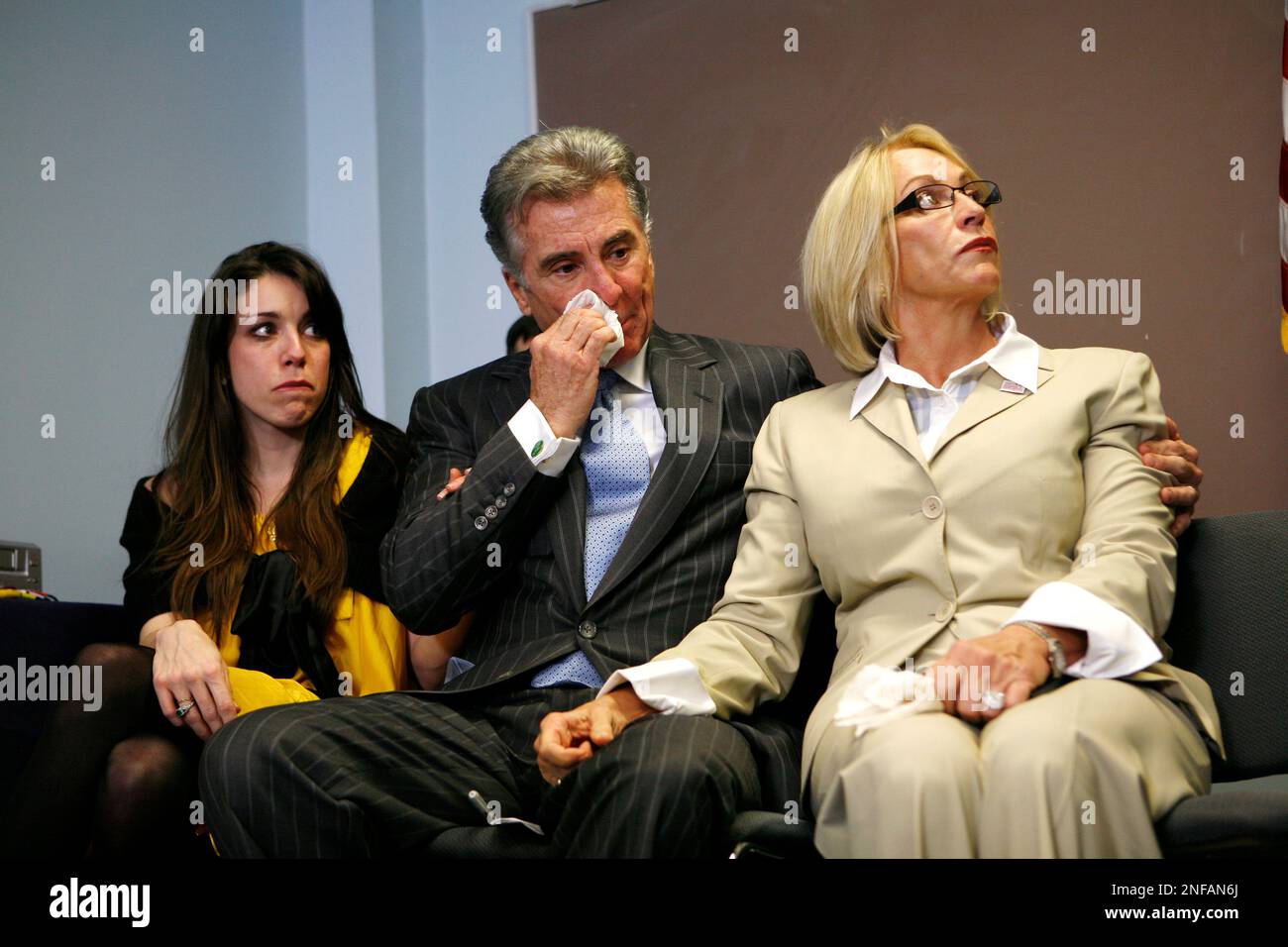 Adam Walsh, his daughter, Meghan, left, and his wife, Reve listen to ...