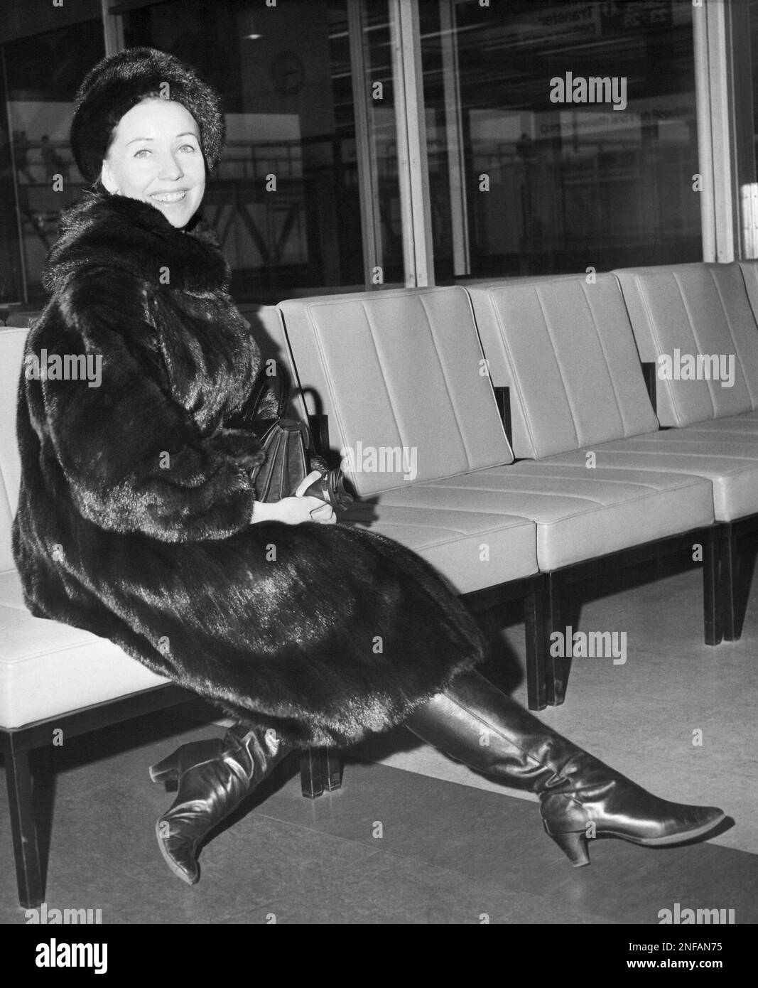 South African prima ballerina, Nadia Nerina, is pictured at Heathrow ...