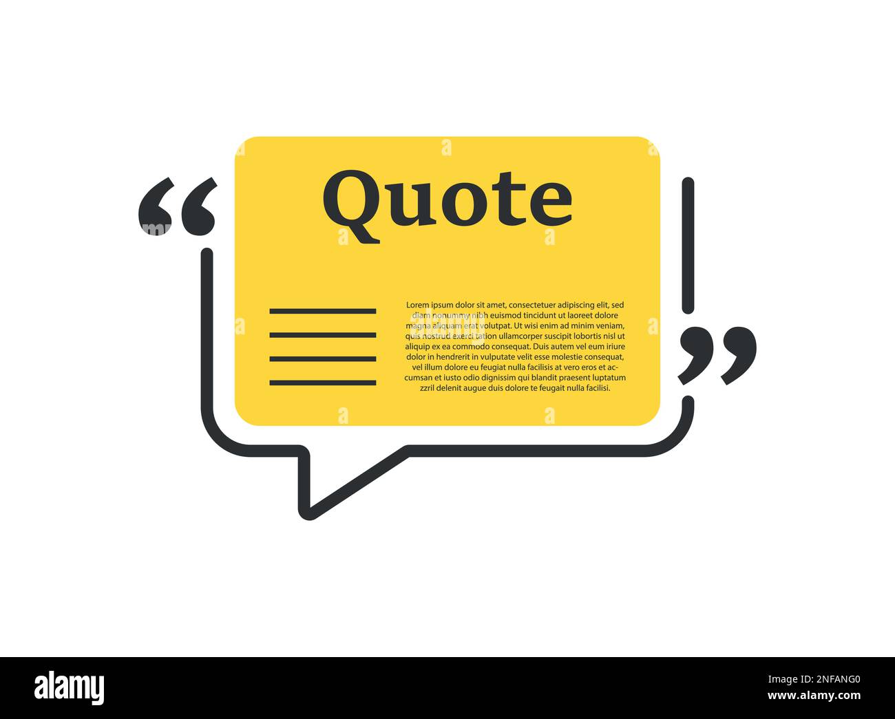 Quote box frame icon in flat style. Dialogue speech bubble vector ...