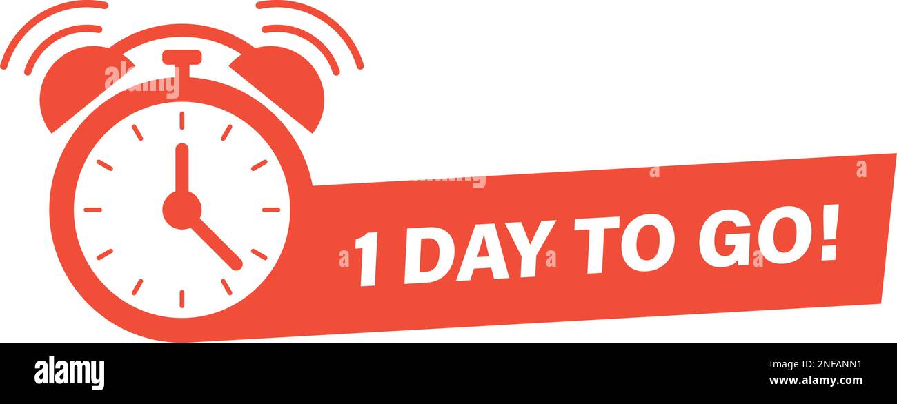 Last day icon in flat style. Promo label with alarm clock vector ...