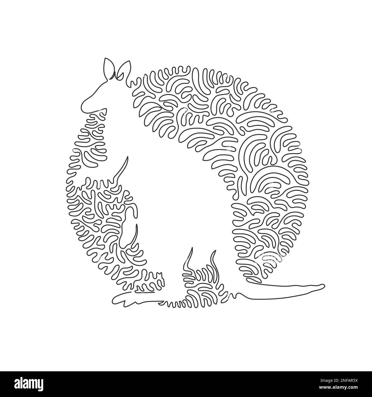 Continuous curve one line drawing of standing kangaroo. Single line editable stroke vector ...