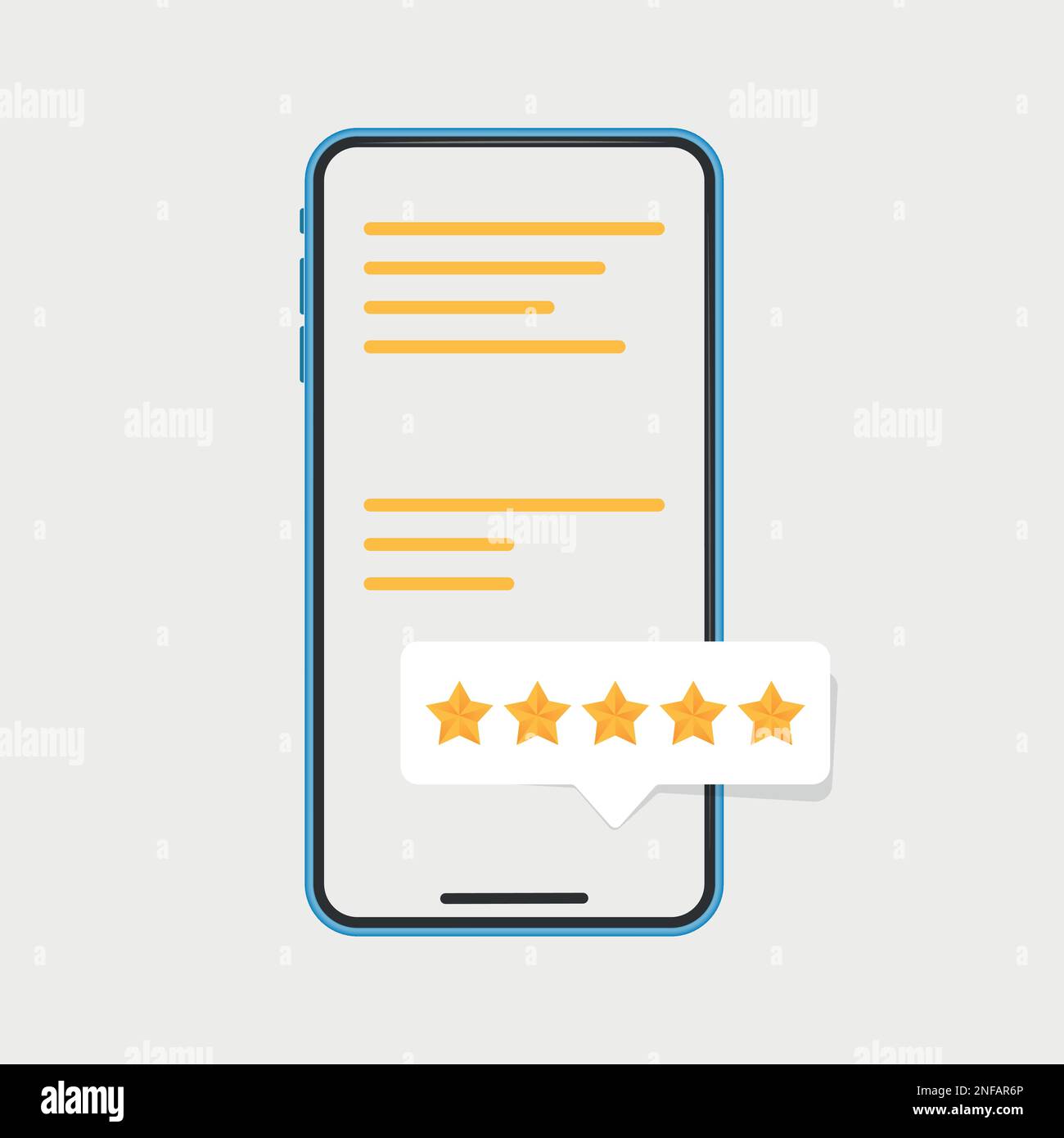 Smartphone with customer feedback icon in flat style. Product rating ...