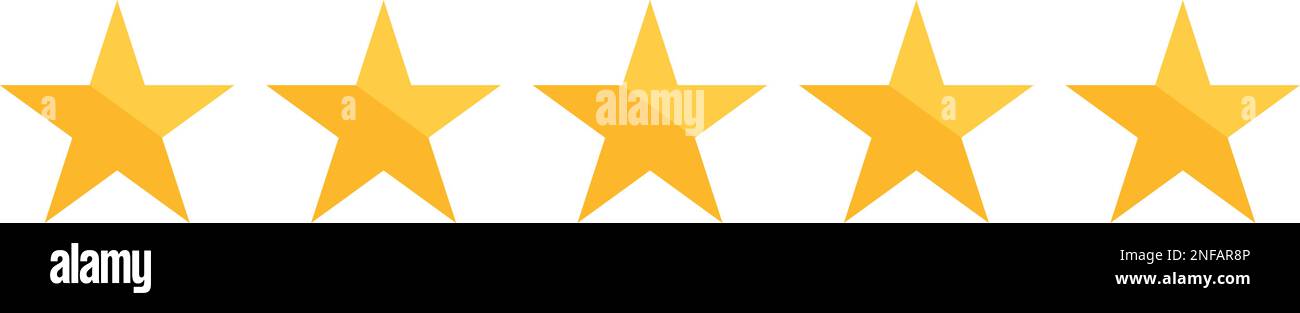 Five stars icon in flat style. Customer product rating vector illustration on isolated ...