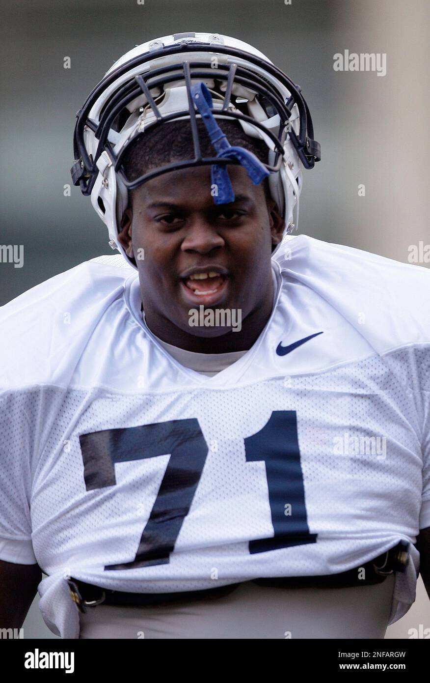 Penn State defensive tackle Devon Still walks to a Rose Bowl media day ...