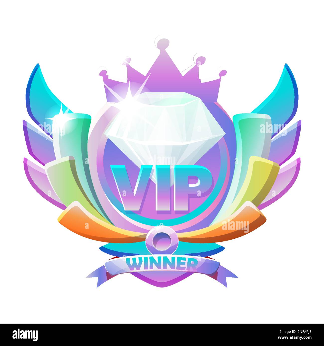 Vip Game badges with Gem, award ribbon winner Stock Vector Image & Art ...