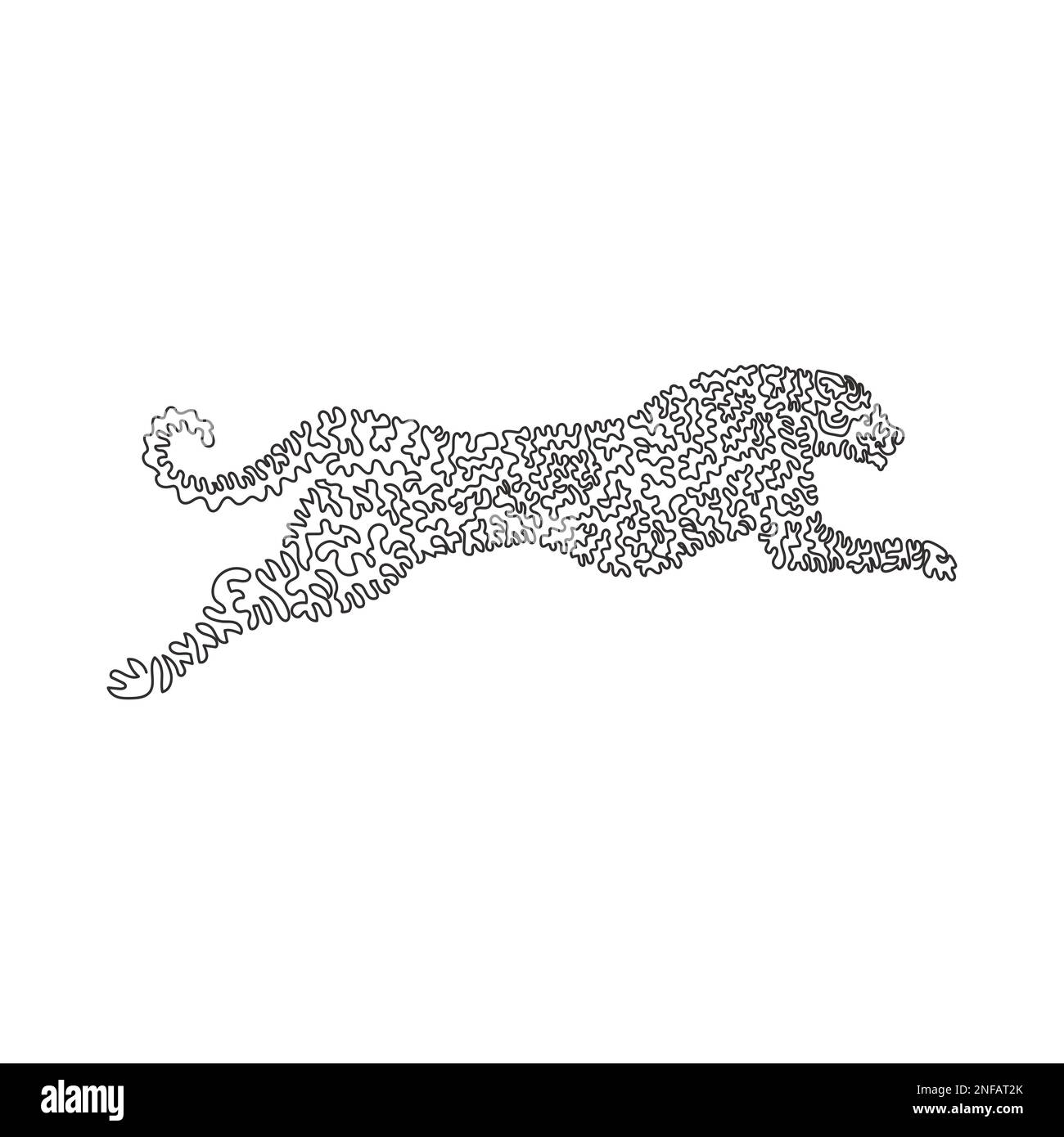 Single Curly One Line Drawing Abstract Art Cheetah Is The Fastest Mammal Continuous Line