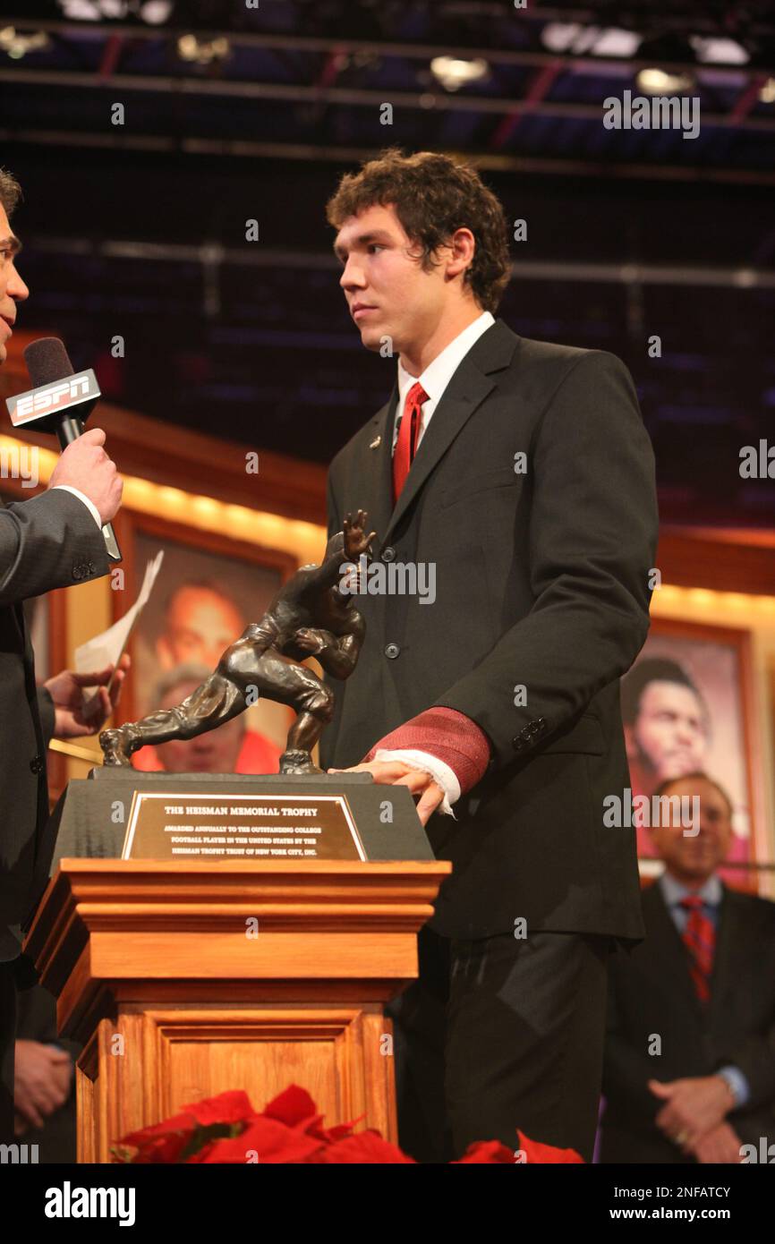 Oklahoma football player Sam Bradford is interviewed after winnin the ...