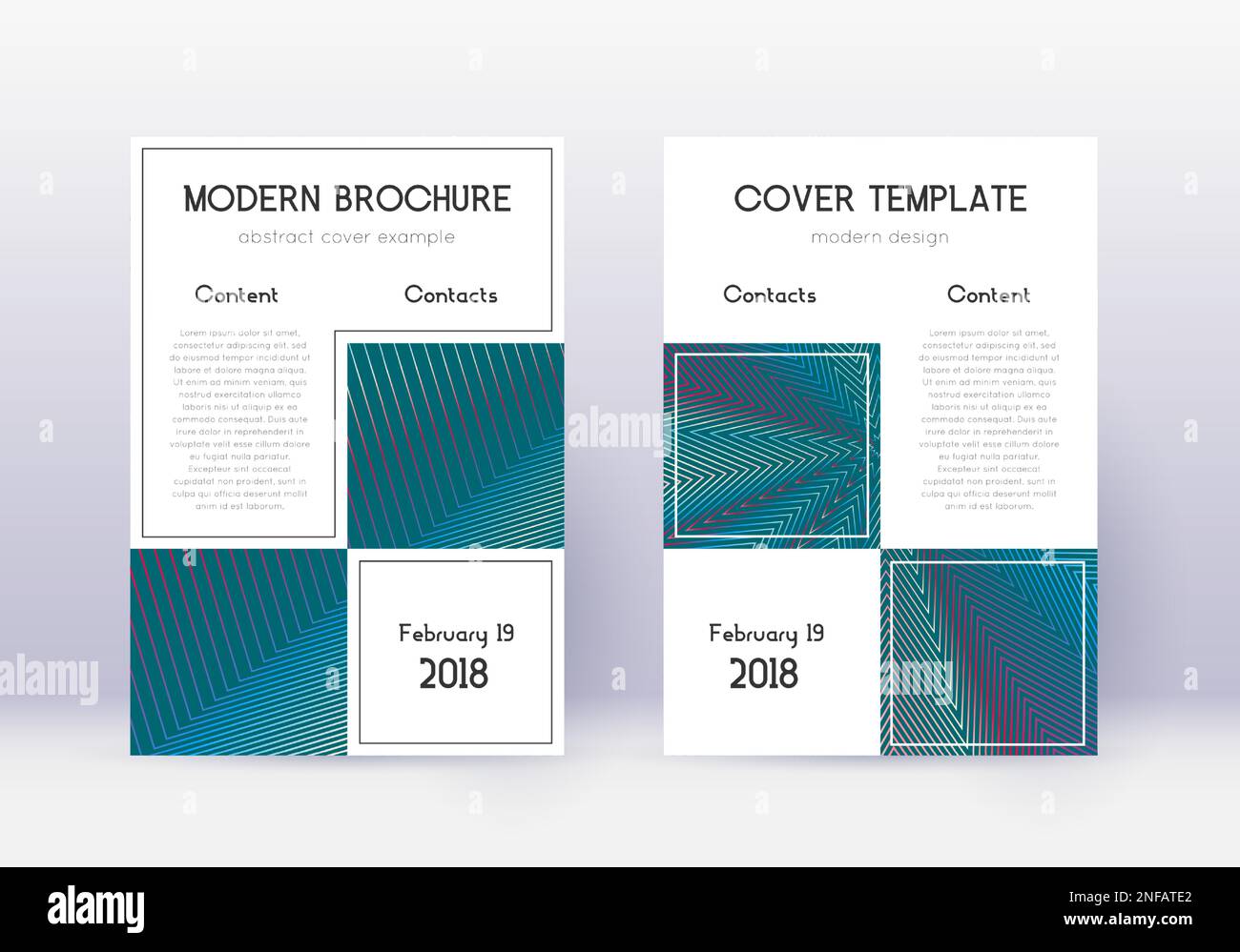 Business cover design template set. Red abstract lines on white blue ...