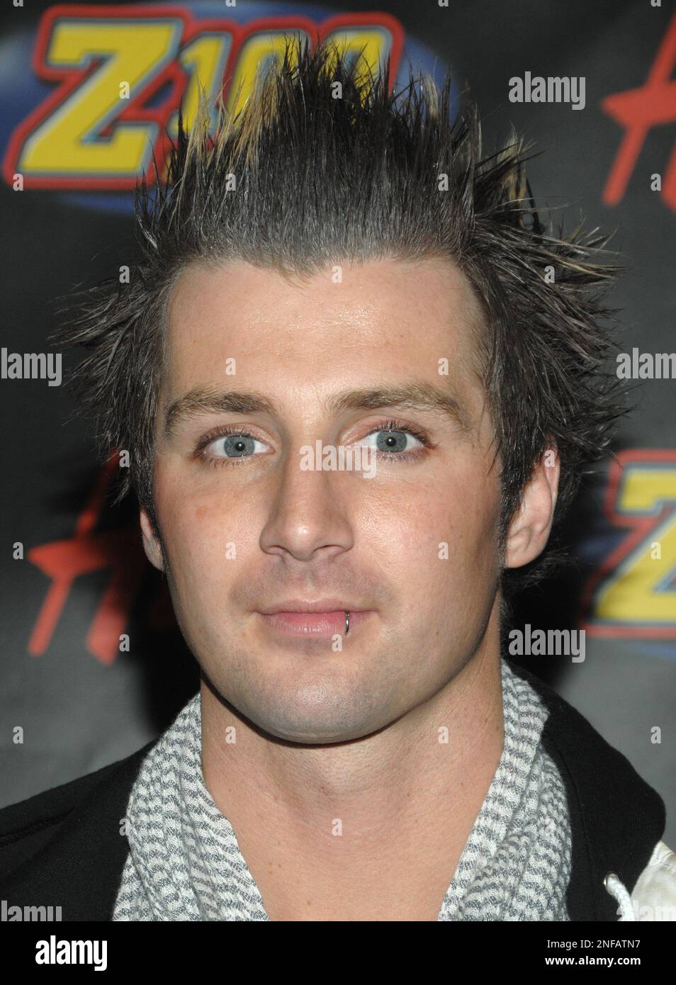 Singer John Vesely poses in the press room at the Z100 Jingle Ball ...