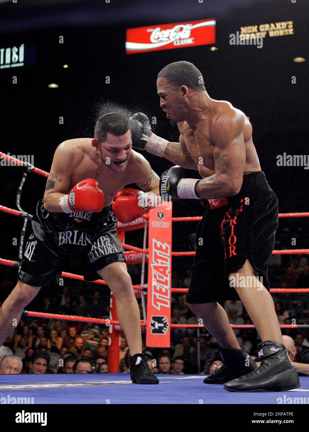 James Kirkland, right, in action against Brian Vera during a middleweight boxing match in Las ...