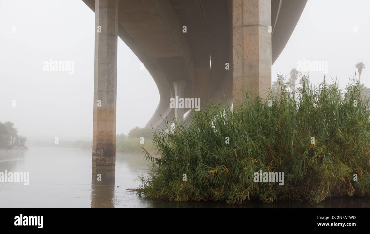 Colorado River bridge at Yuma Az in fog Stock Photo - Alamy