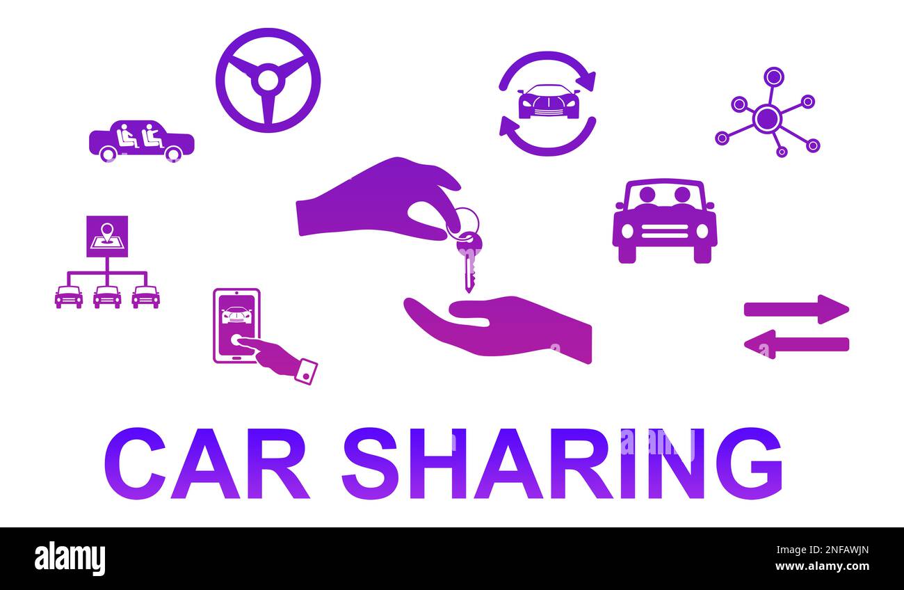 Illustration of a car sharing concept Stock Photo - Alamy