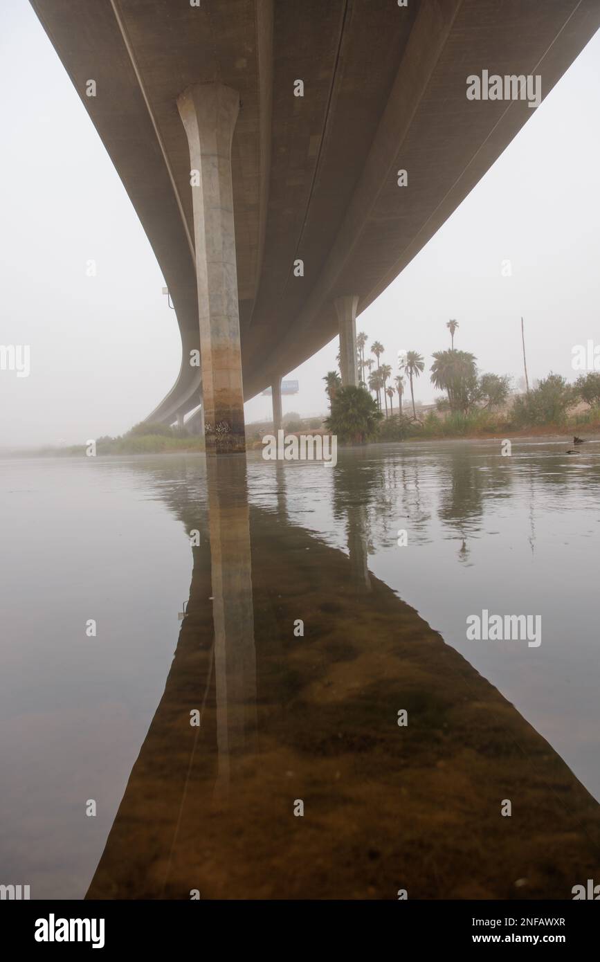 Colorado River bridge at Yuma Az in fog Stock Photo - Alamy