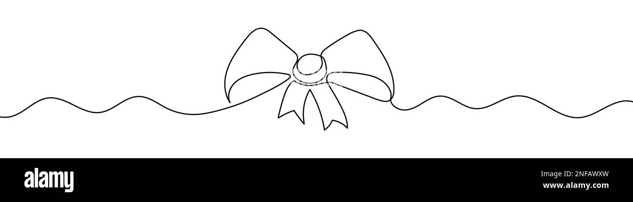 Continuous linear drawing of gift bow. Bow one line icon. One line ...
