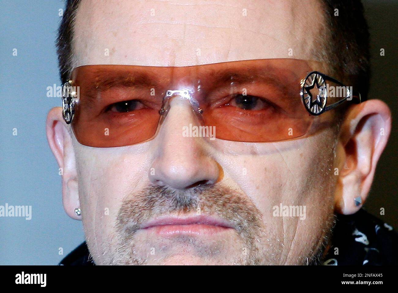 Irish singer and activist Bono looks on prior to being awarded with the ...