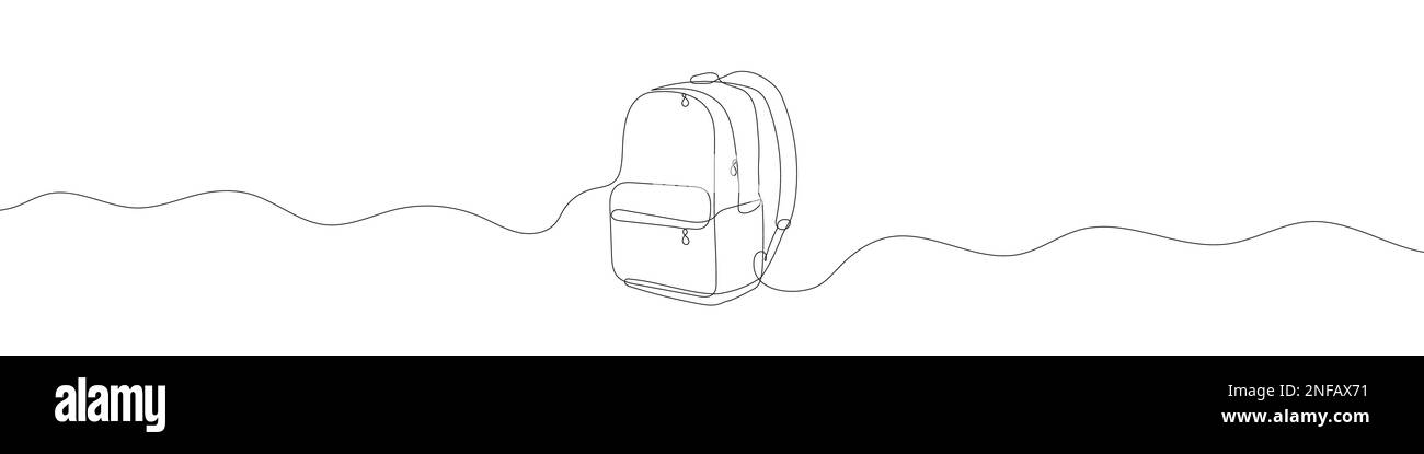 One continuous line drawing of backpack. Backpack in one linear drawing ...