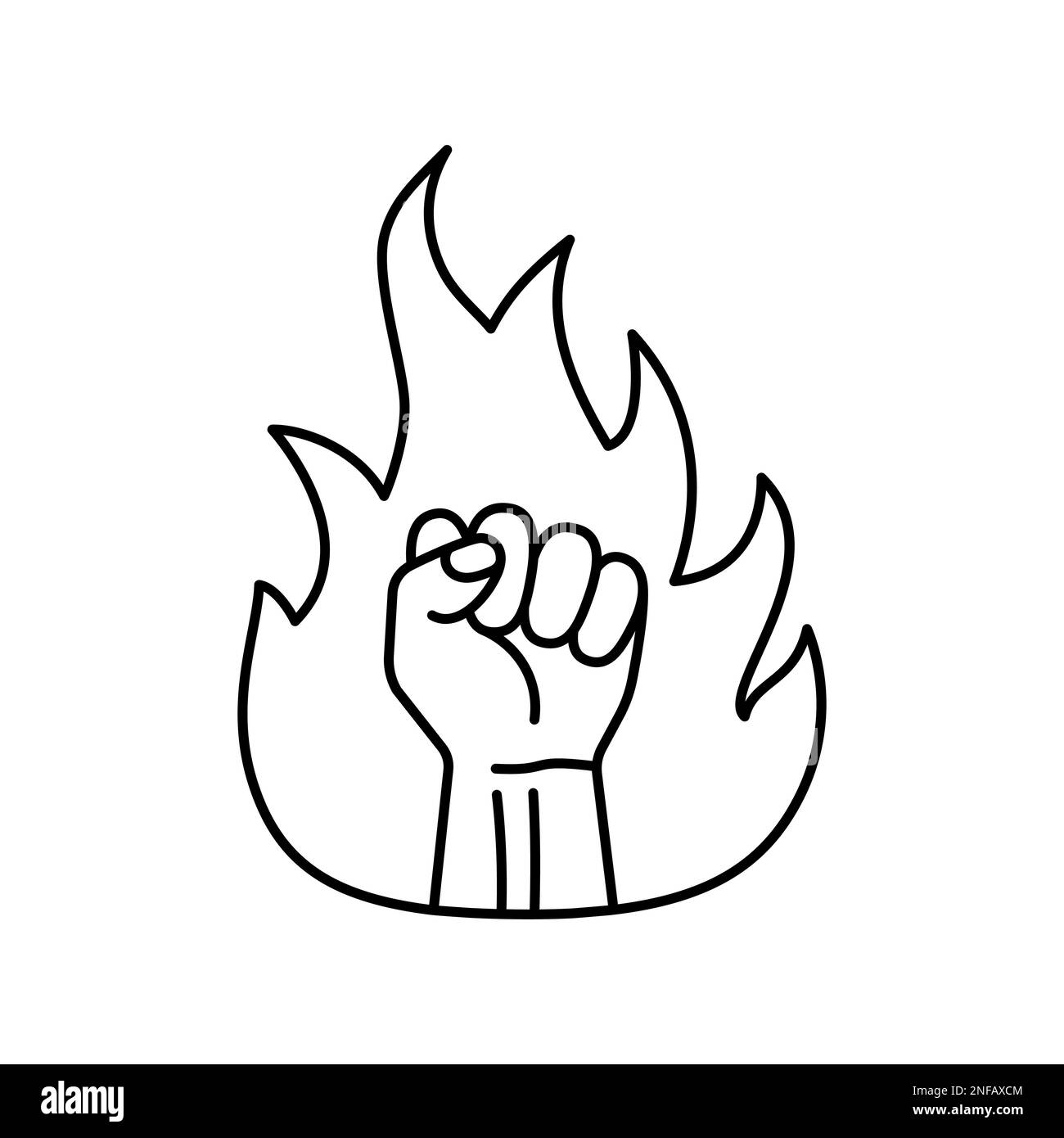 Fist with flame. Fist fire icon. Strong hand fist. Abstract logo design ...