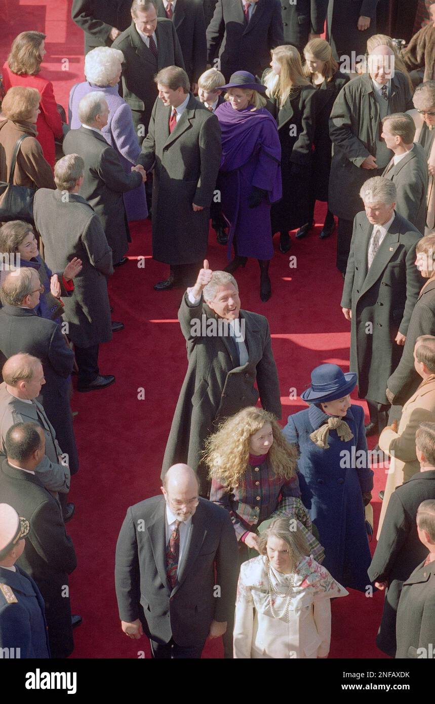 President Bill Clinton walks toward the Capitol building from the ...