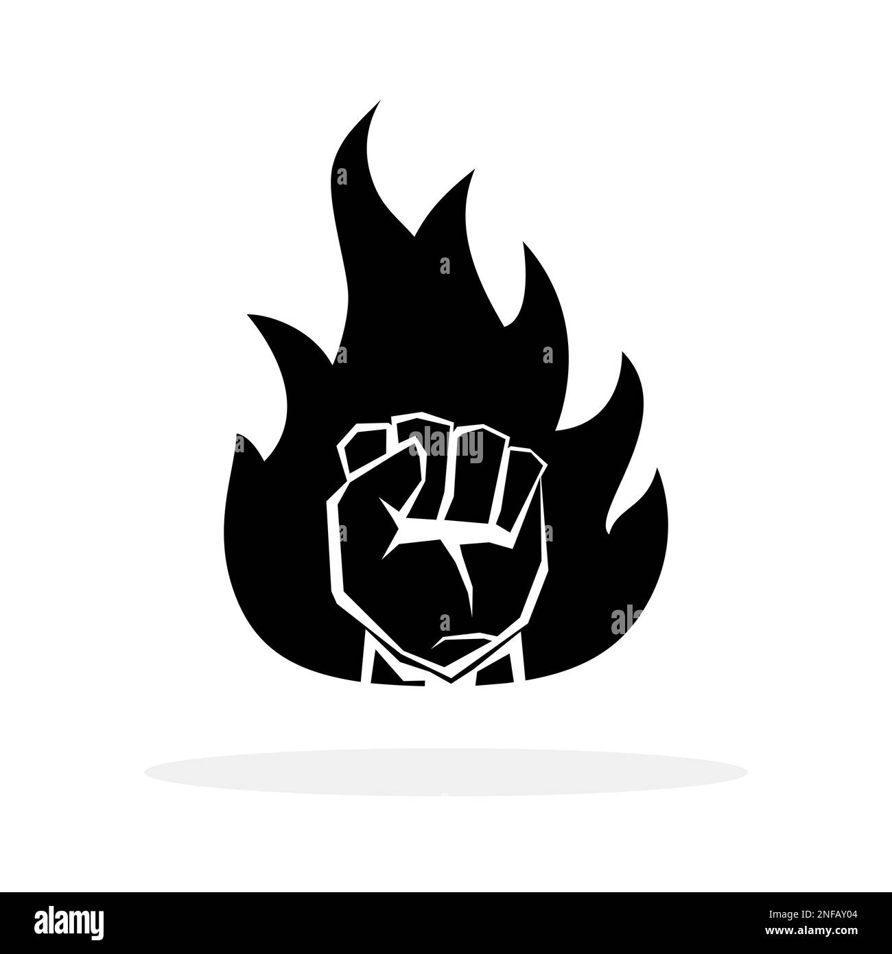 Fist with flame. Fist fire icon. Strong hand fist. Abstract logo design ...