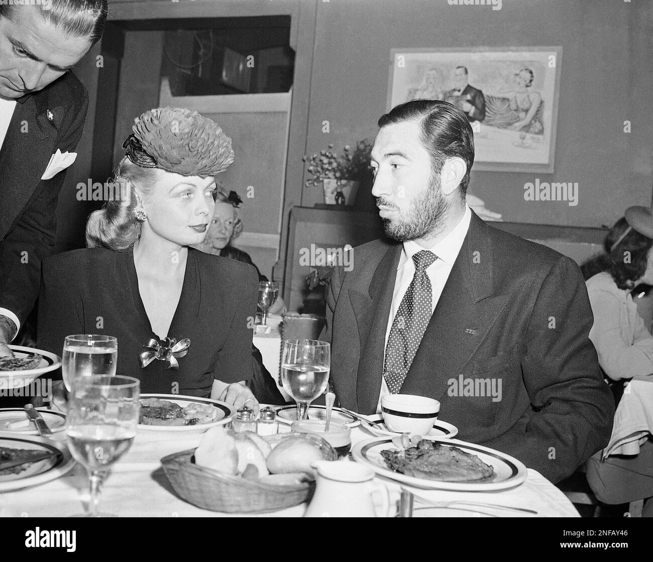 Marion Shor, wife of the legendary restaurant owner Toots Shor, dines ...