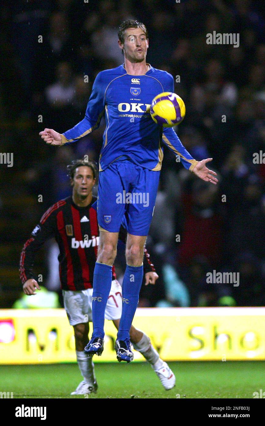 Portsmouth's Peter Crouch controls the ball during their Uefa Cup ...