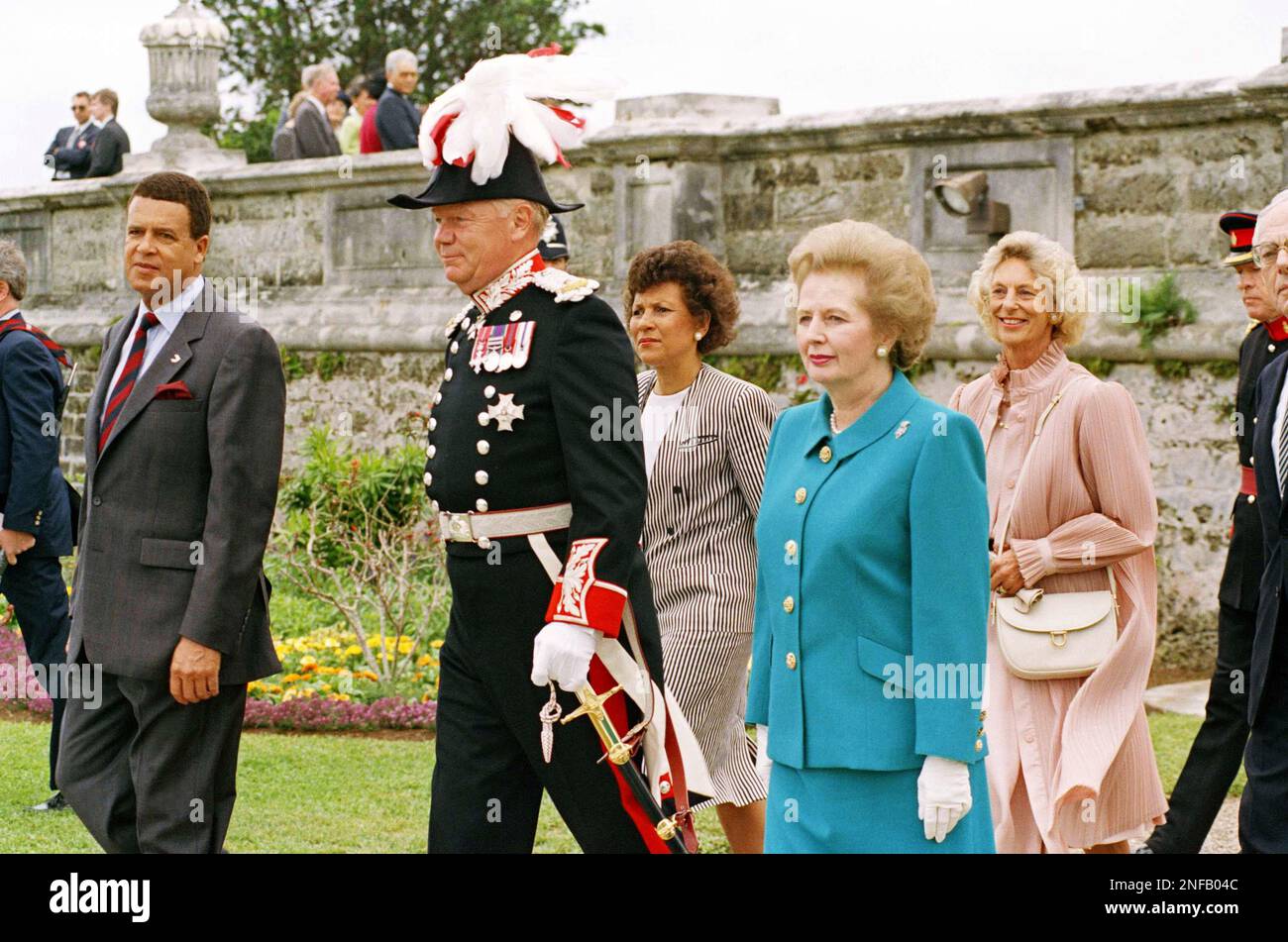 British Prime Minister Margaret Thatcher, right, and Bermuda Governor ...