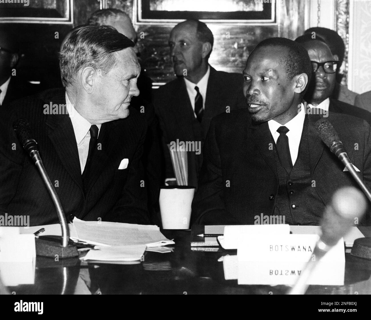 Prime Minister of Australia John Gorton, left, and Sir Seretse Khama ...