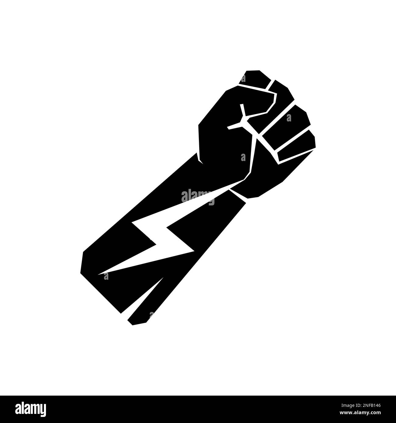 Fist with lightning. Fight concept. Protest icon. Power hand icon ...
