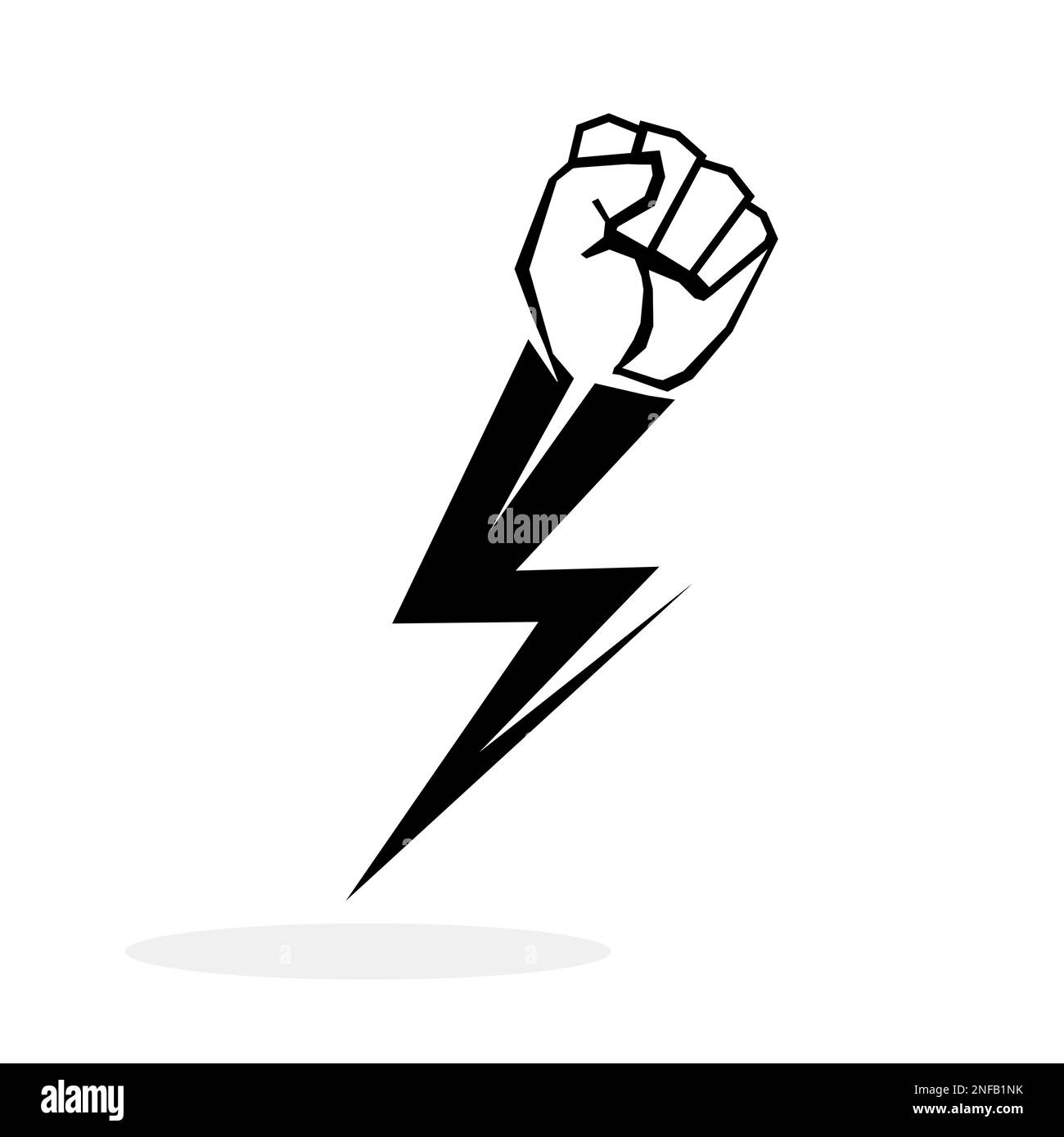 Fist with lightning. Fight concept. Protest icon. Power hand icon ...