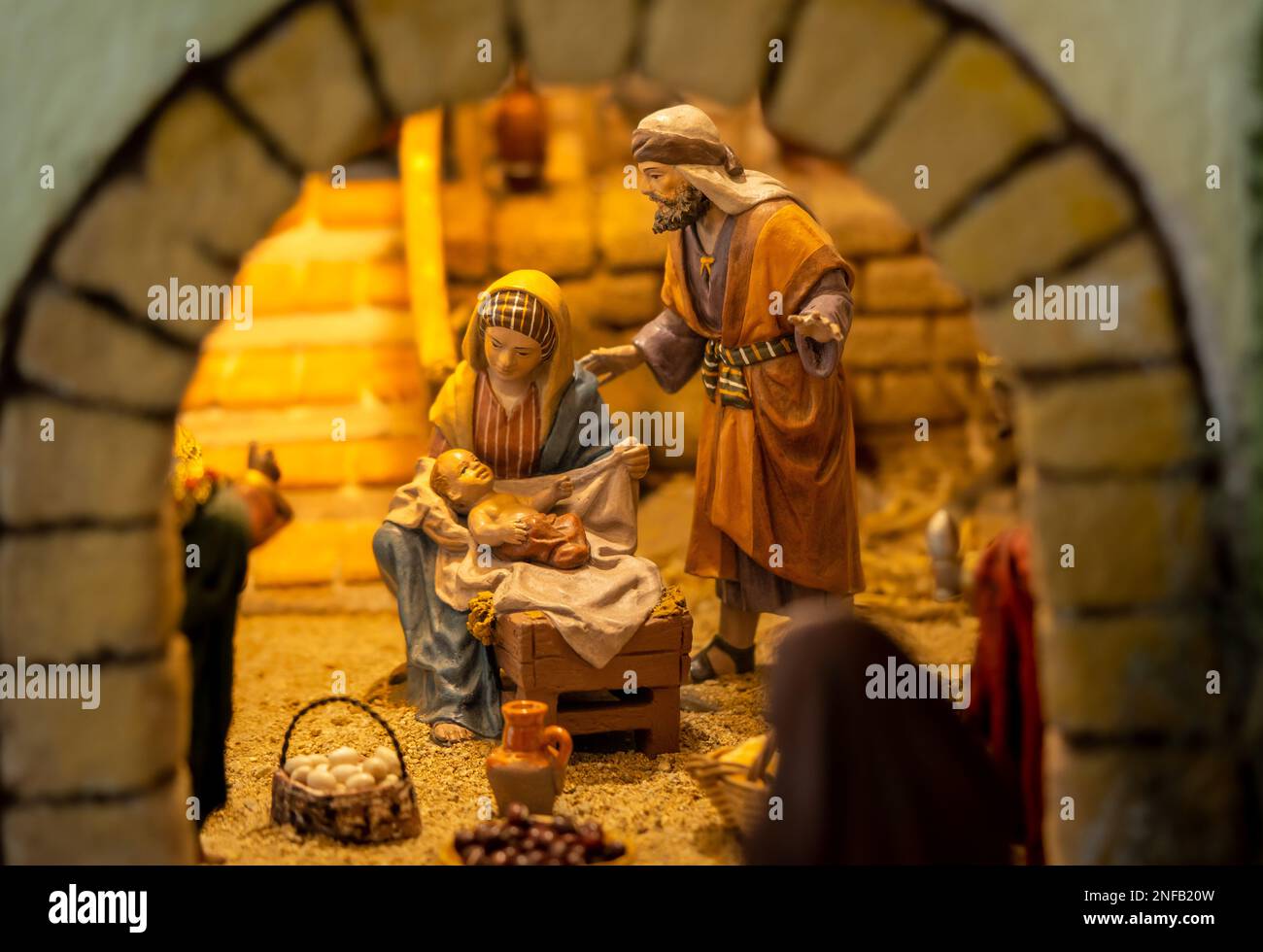 Representation with classic figures of the birth of the child Jesus in ...