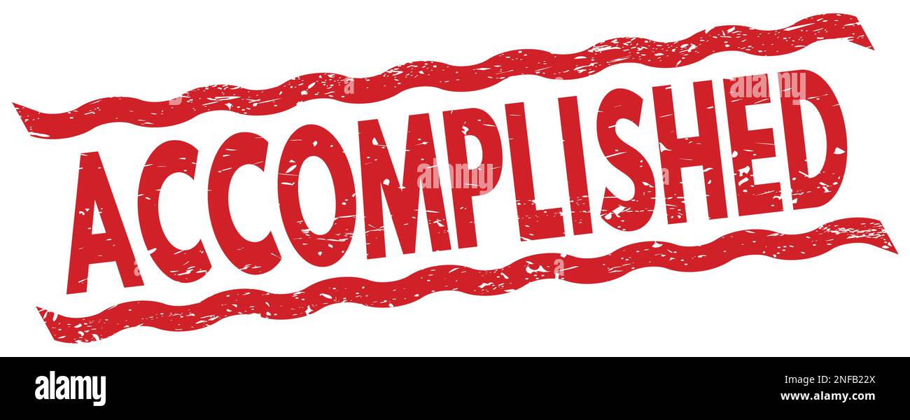 ACCOMPLISHED text written on red lines stamp sign Stock Photo - Alamy