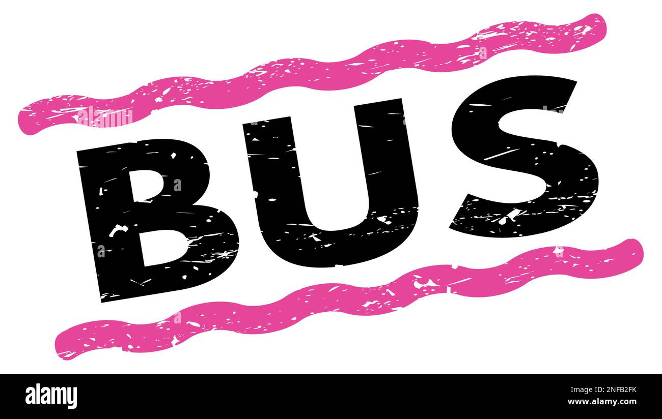 BUS text written on pink-black lines stamp sign Stock Photo - Alamy