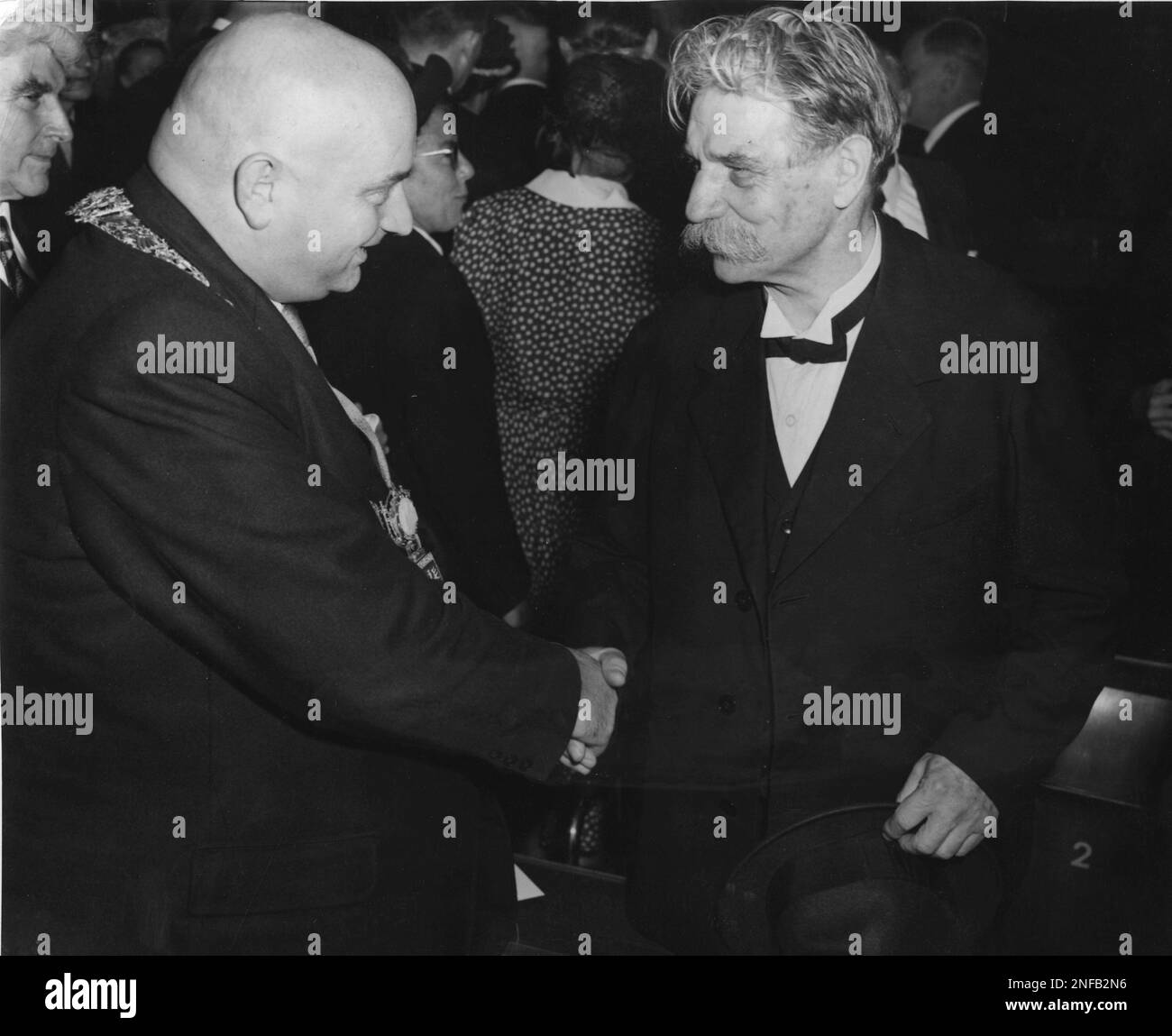German born Dr. Albert Schweitzer, right, is welcomed by lord mayor ...