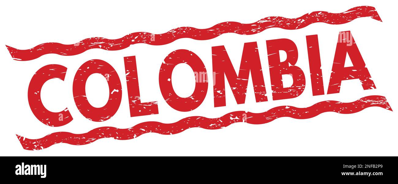 COLOMBIA text written on red lines stamp sign Stock Photo - Alamy