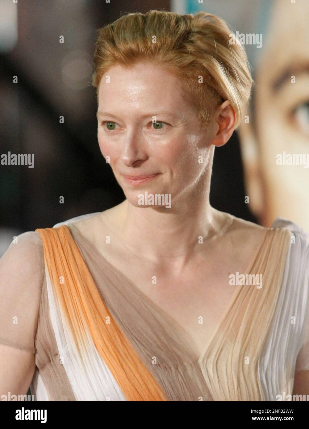 Actress Tilda Swinton poses on the press line at the premiere of the ...
