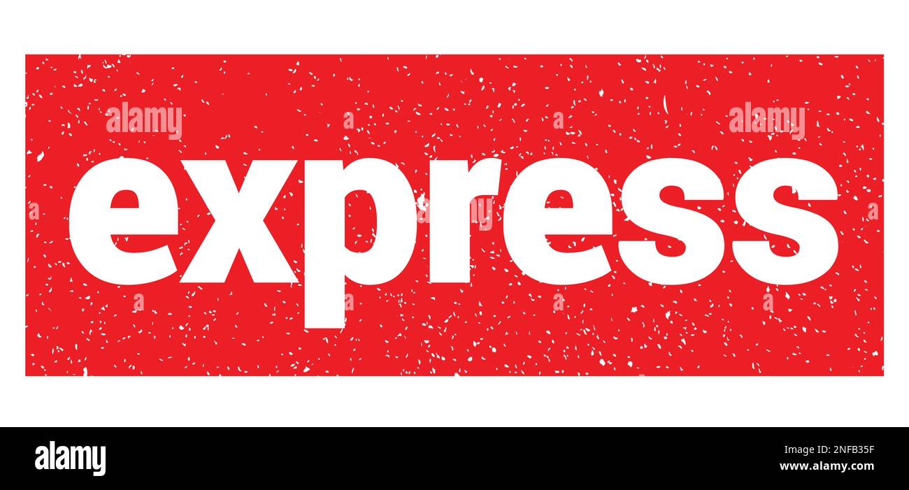 express text written on red grungy stamp sign Stock Photo - Alamy
