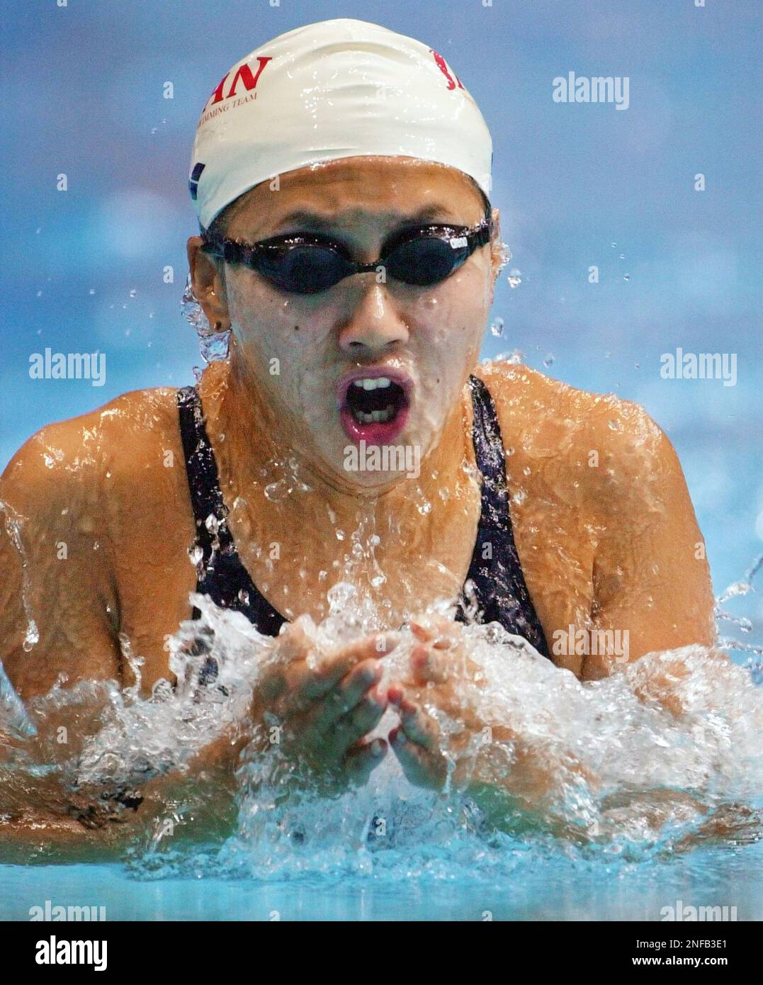Japanese swimmer Junko Isoda competes in a heat of the women's 200m ...