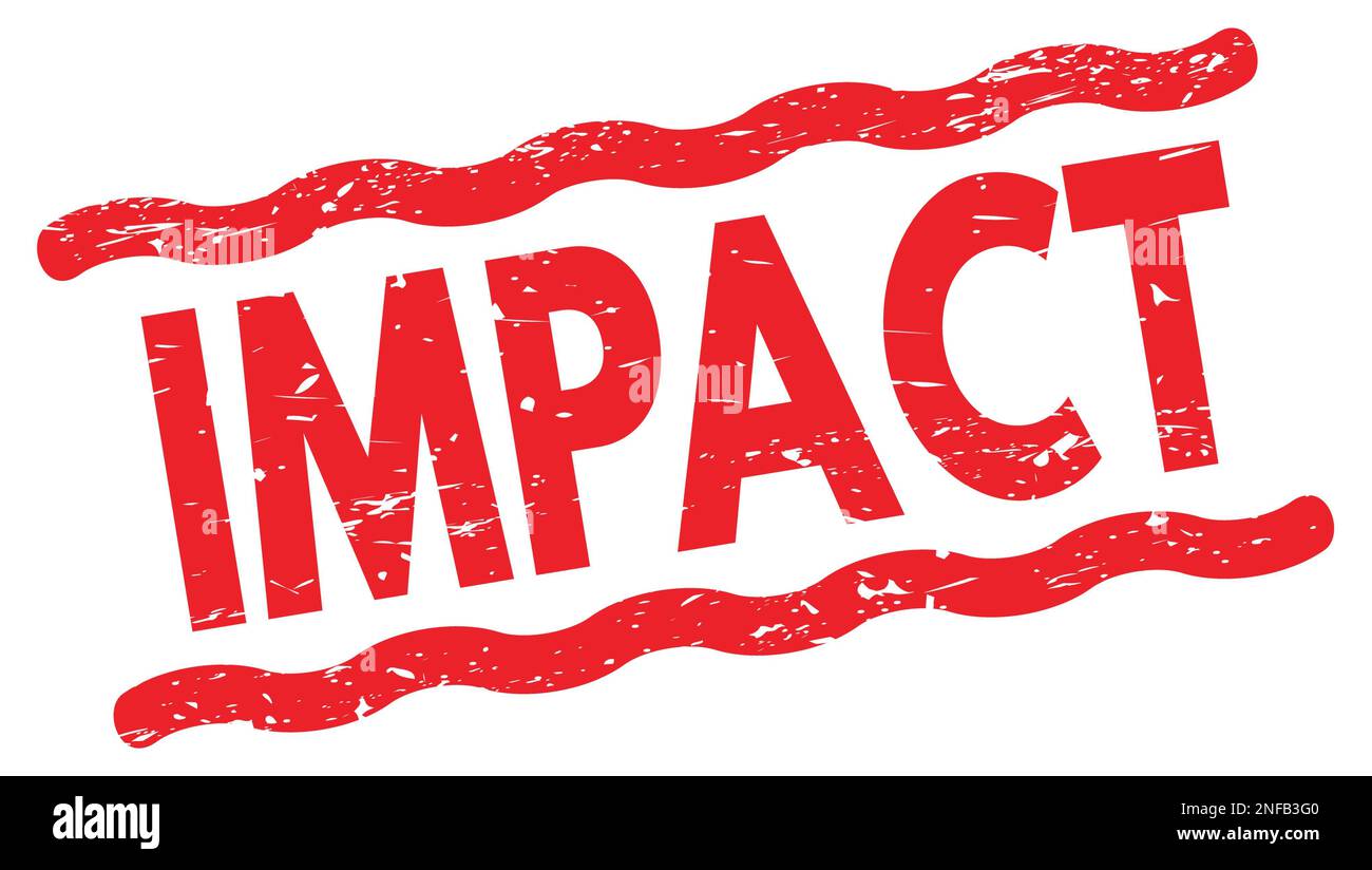 IMPACT text written on red lines stamp sign Stock Photo - Alamy