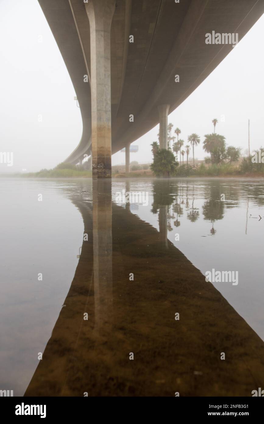 Colorado River bridge at Yuma Az in fog Stock Photo - Alamy