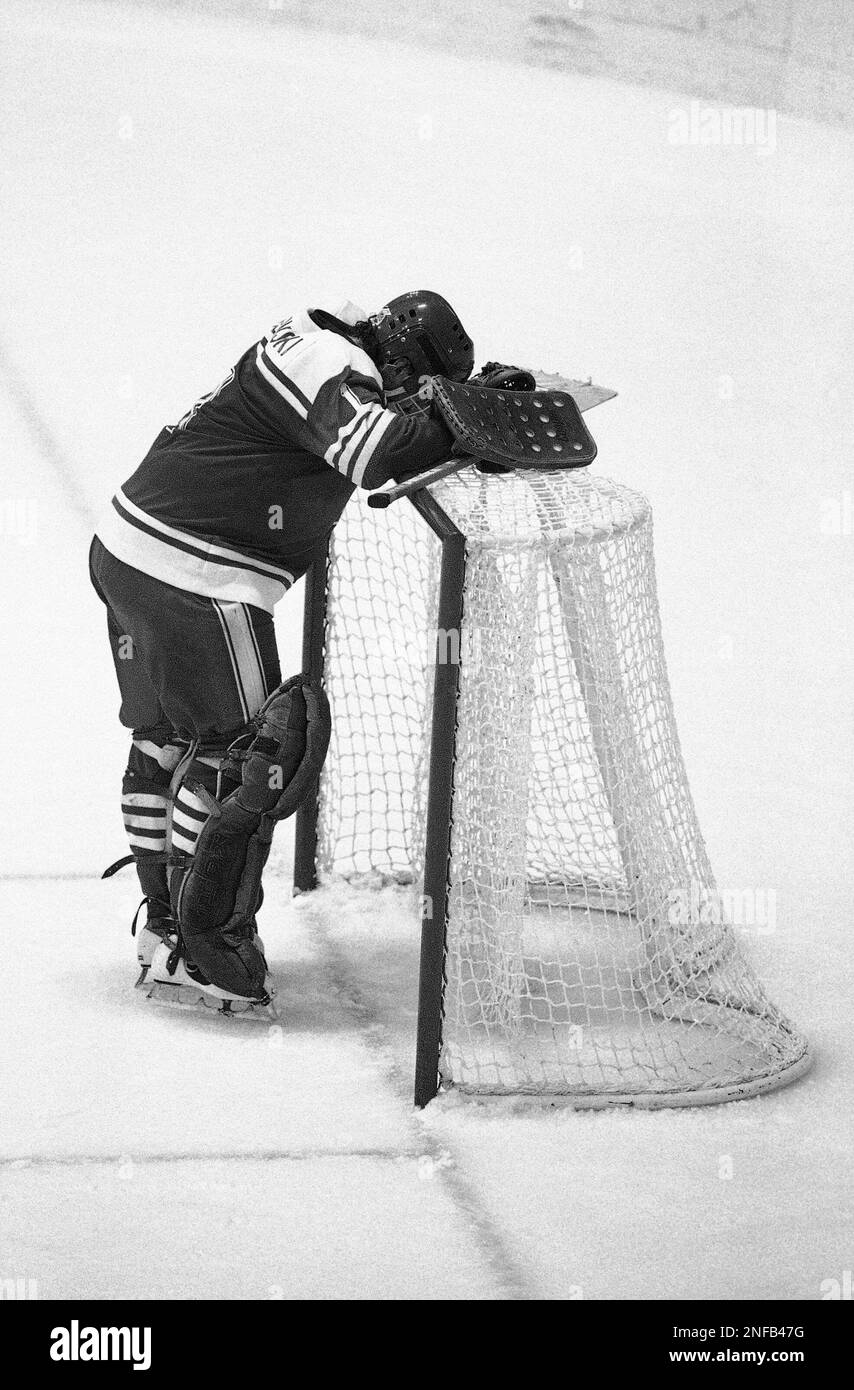Poland’s goal keeper Wlodzmierz Olszewski is dejected after the West ...