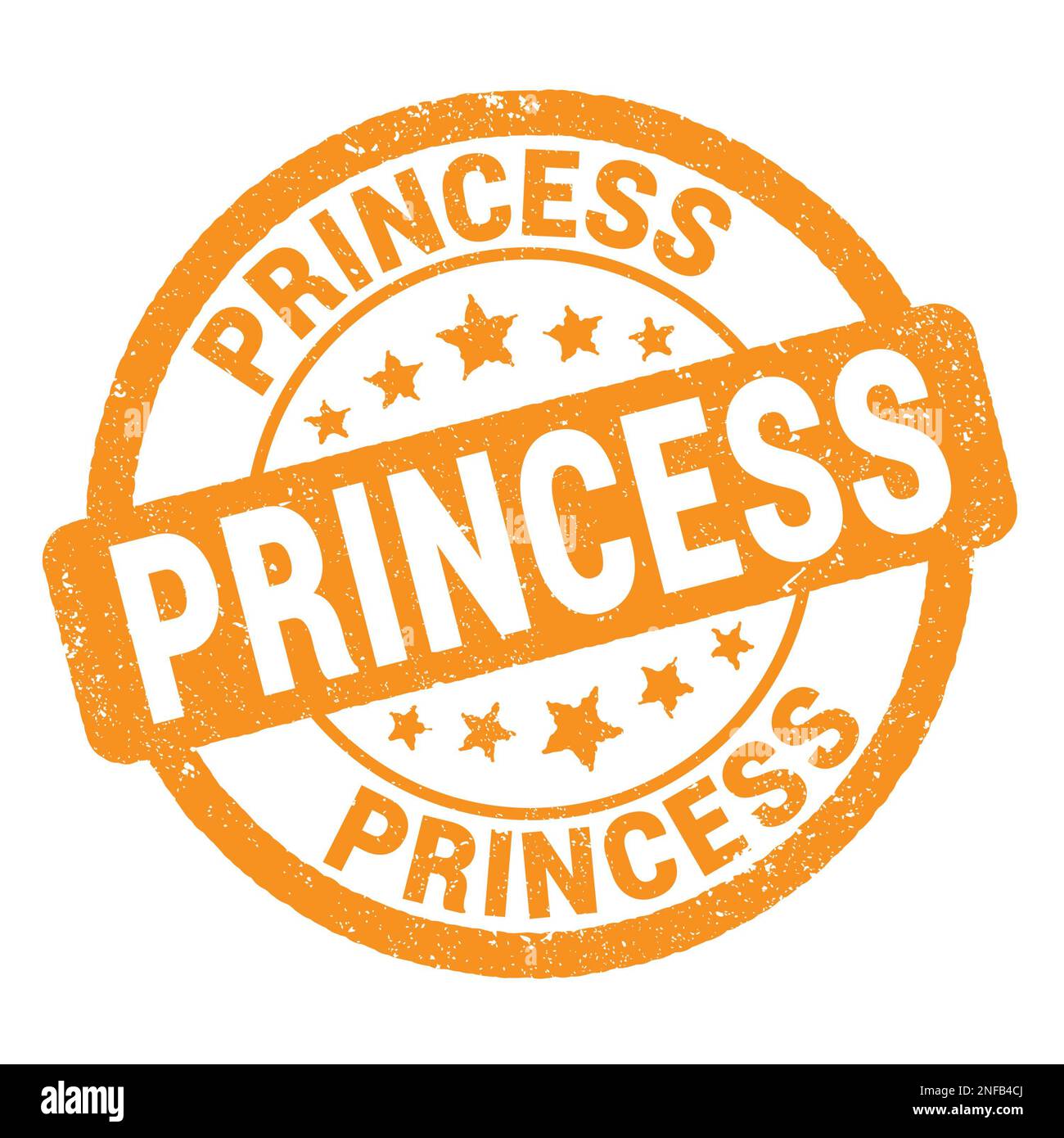 PRINCESS text written on orange grungy stamp sign Stock Photo - Alamy