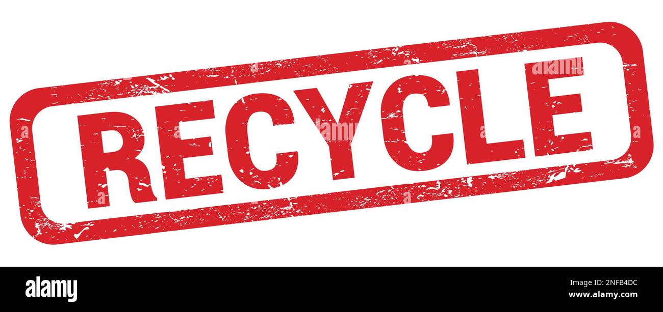 RECYCLE text written on red rectangle stamp sign Stock Photo - Alamy