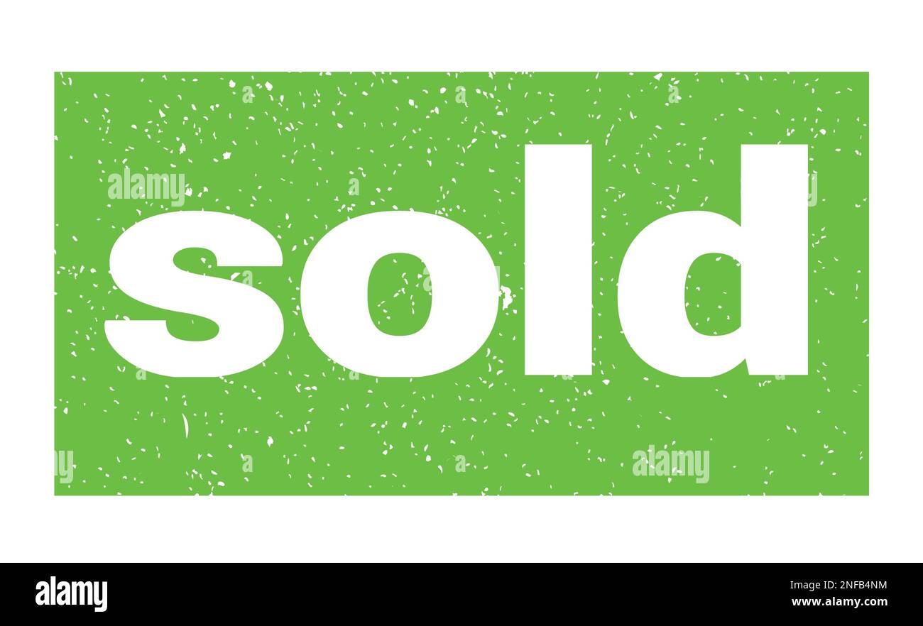sold text written on green grungy stamp sign Stock Photo - Alamy
