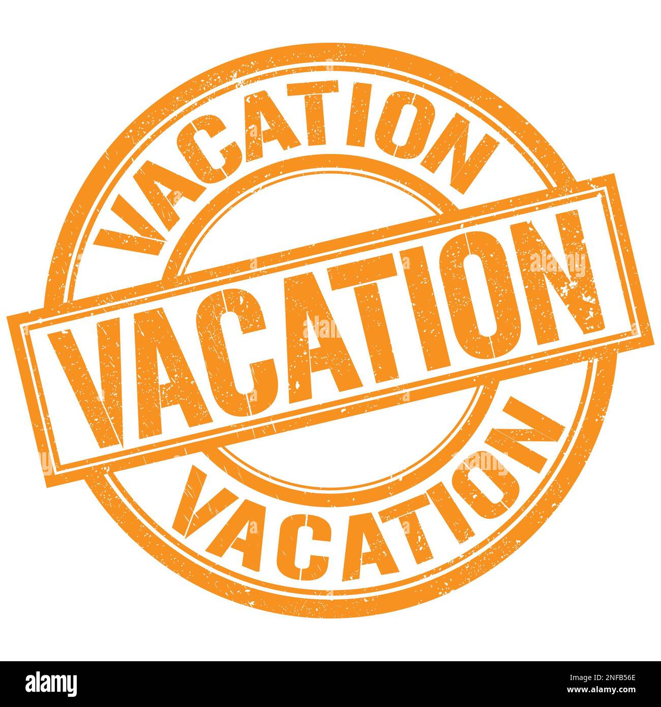 VACATION text written word on orange round stamp sign Stock Photo - Alamy