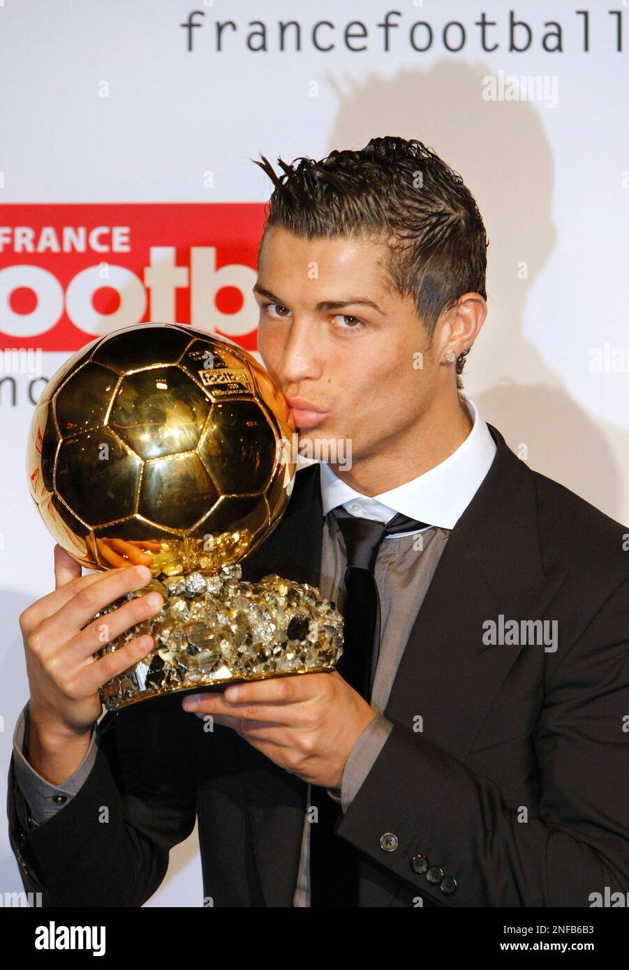 Portuguese international soccer star Cristiano Ronaldo kisses his ...
