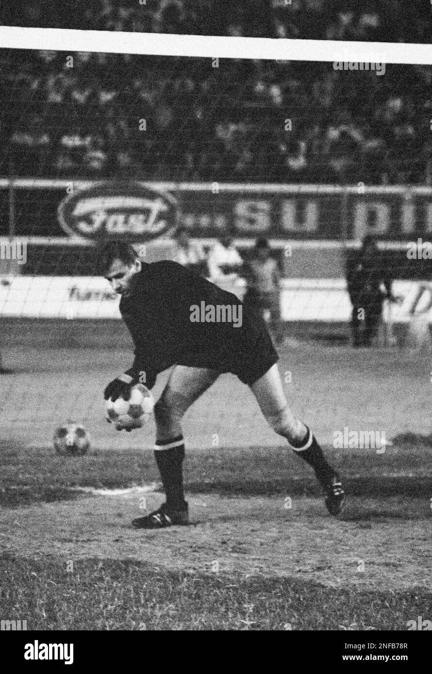 Lev Yashin, Russian goalkeeper, in action during game on Feb. 5, 1969 ...