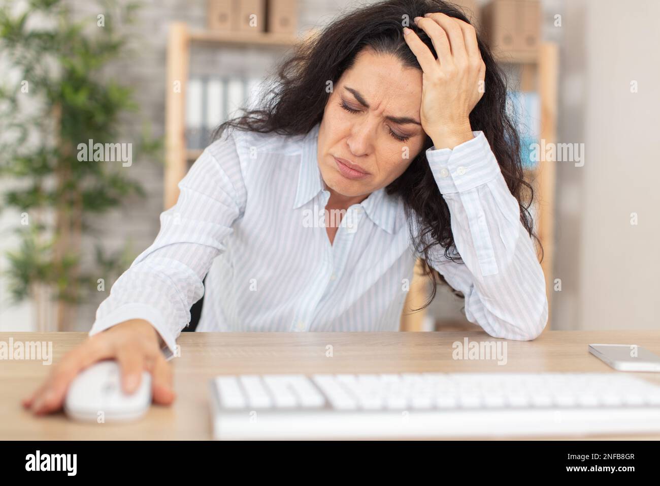 thoughtful confused mature business woman concerned thinking about ...