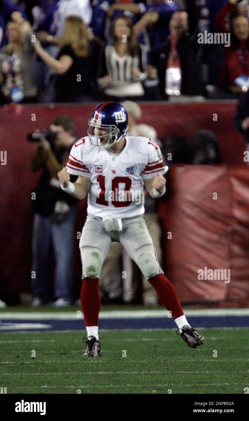 New York Giants QB Eli Manning celebrates during the Super Bowl XLII ...
